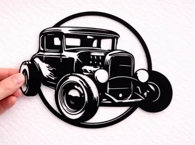 Hot Rod Clásico – Arte Mural Retro - Modelo de impresión 3D gratuito ...