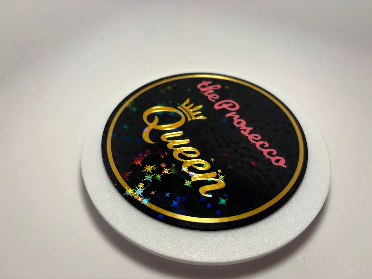 The Prosecco Queen – Decorative Coaster - Free 3D Print Model - MakerWorld