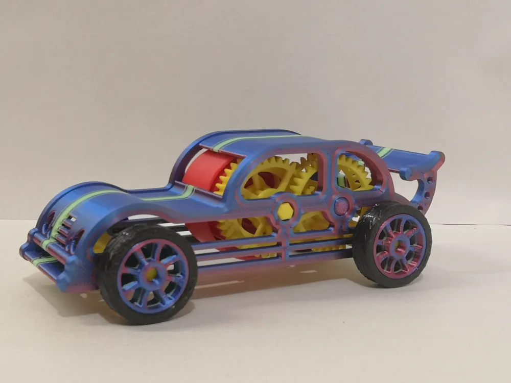 Racing Spring Car 100% 3D - Wind up mechanism - Free 3D Print Model ...