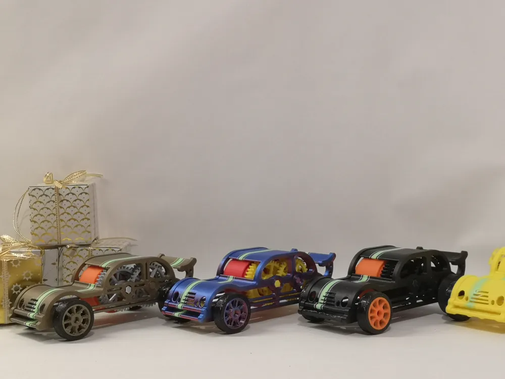 Racing Spring Car 100% 3D - Wind up mechanism - Free 3D Print Model ...