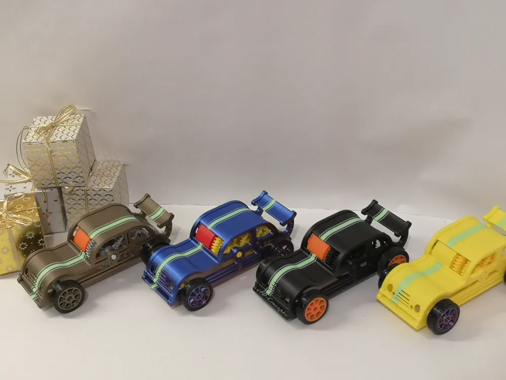 Racing Spring Car 100% 3D - Wind up mechanism - Free 3D Print Model ...