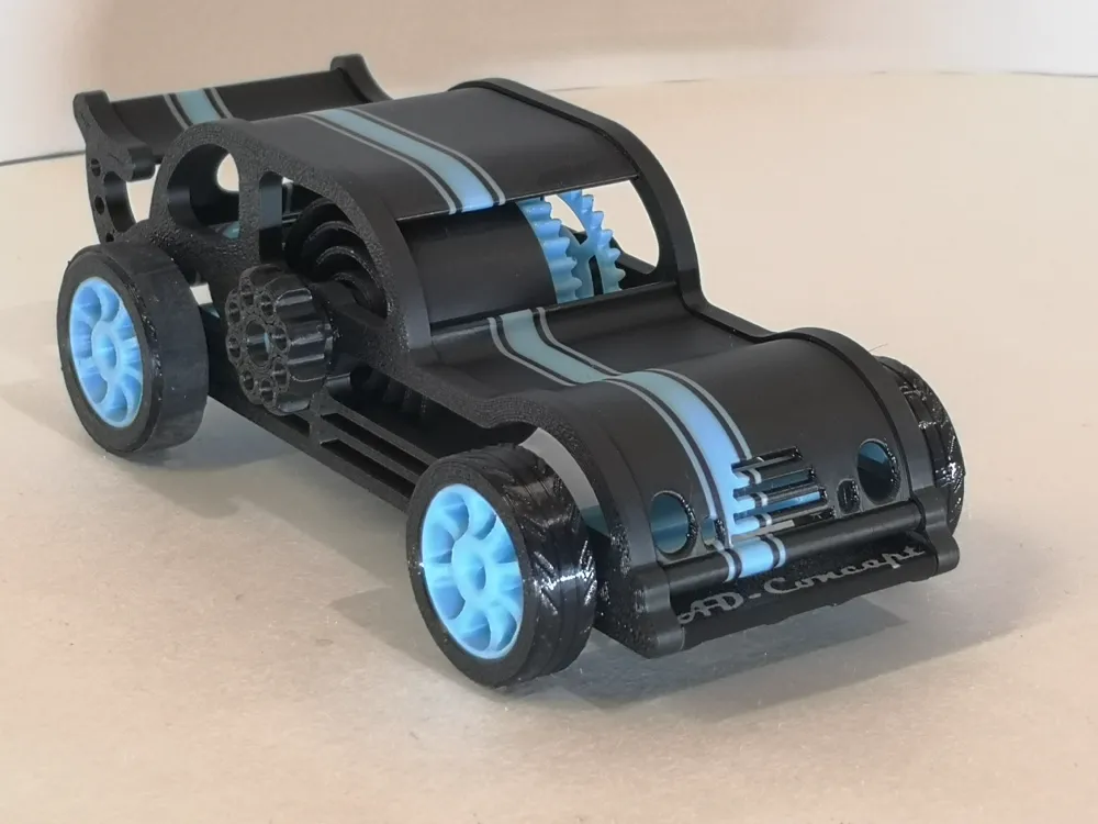 Racing Spring Car 100% 3D - Wind up mechanism - Free 3D Print Model ...