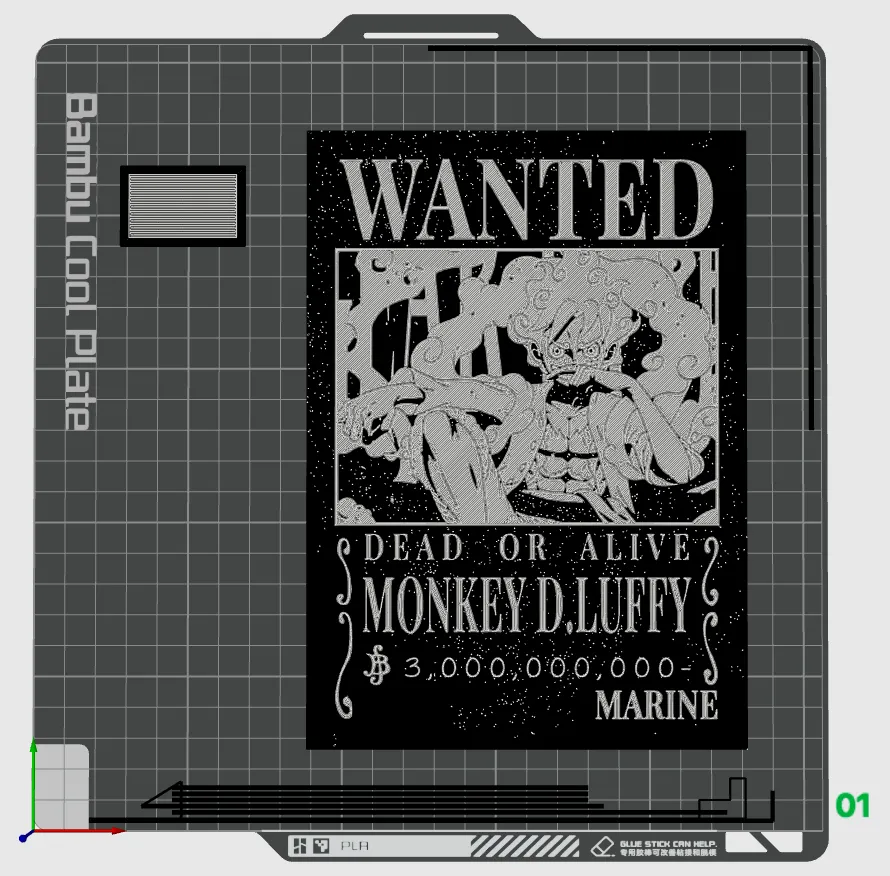 One Piece / Luffy Wanted Poster / MultiColor by 3D Prints This Week ...