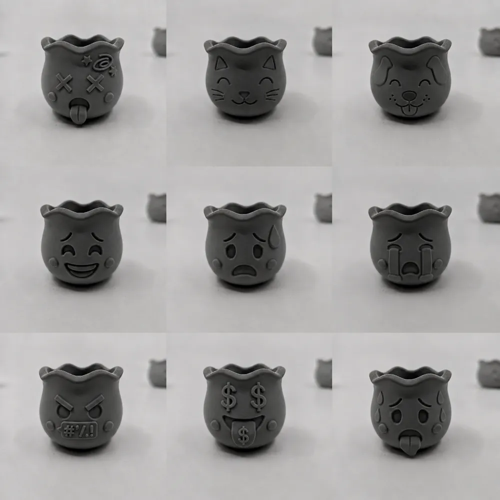 Cute Face Emoji Planters | Succulent Pots 2.0 - Free 3D Print Model ...