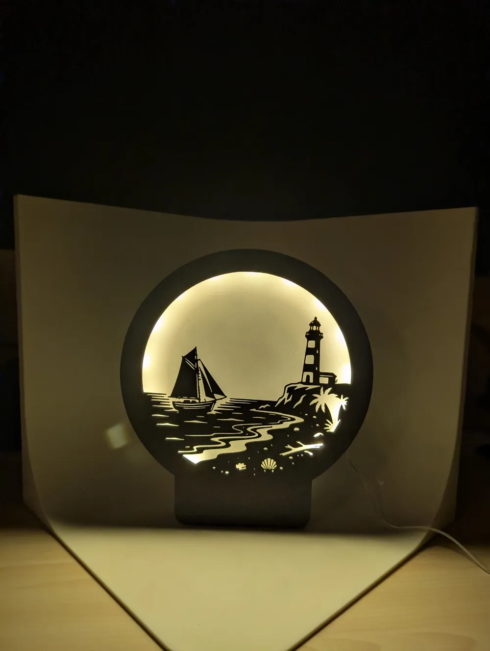 LED Silhouette Lamp Coastal Landscape - Free 3D Print Model - MakerWorld