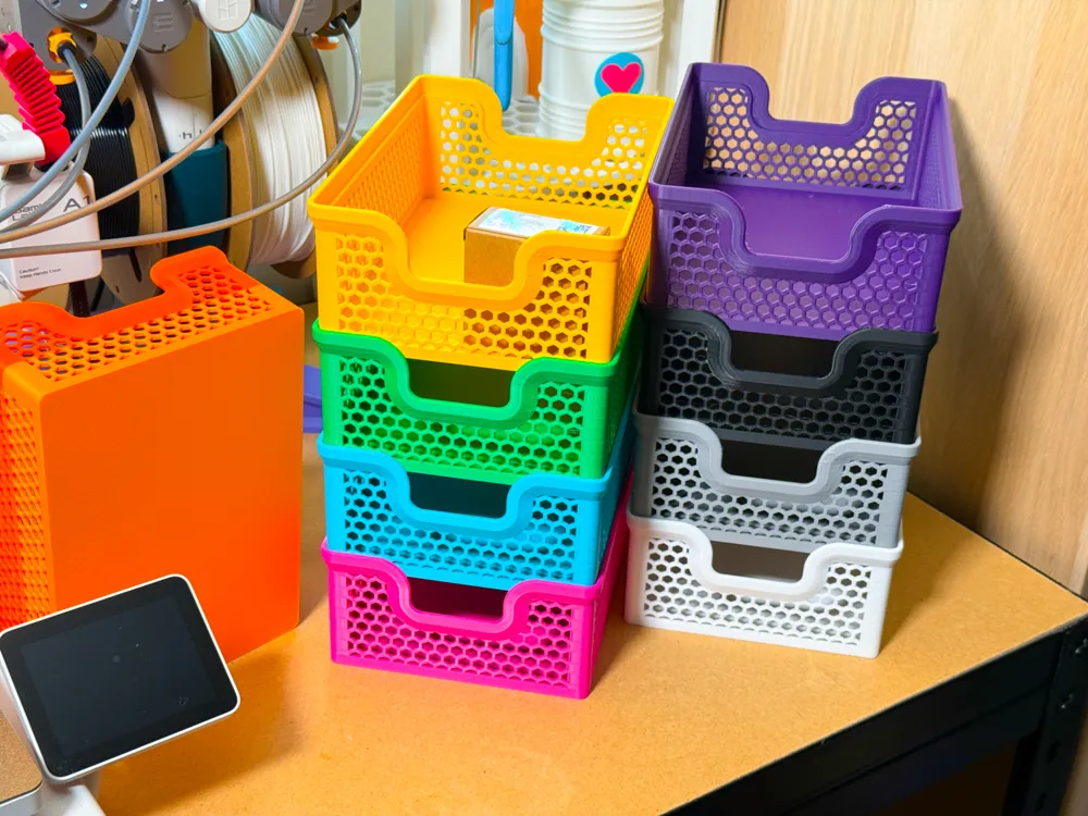 140x200mm Stacking Basket - Slim 72mm tall by Eternity Labs MakerWorld ...