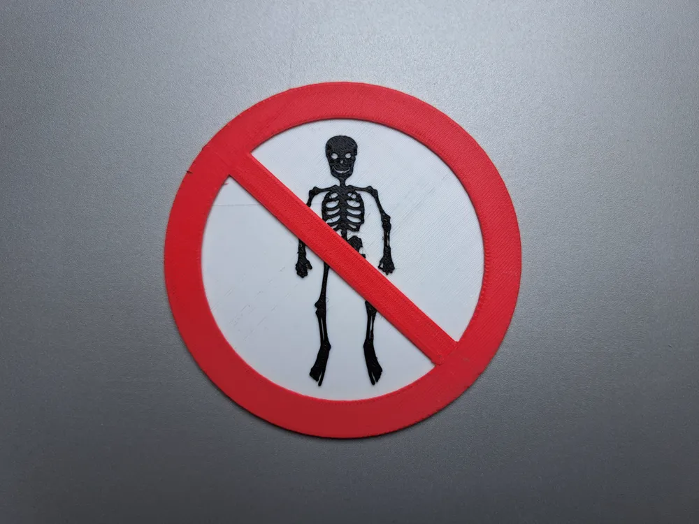 Skeleton Prohibition Sign (ISO 7010 Style) by Drunken Monkey - MakerWorld