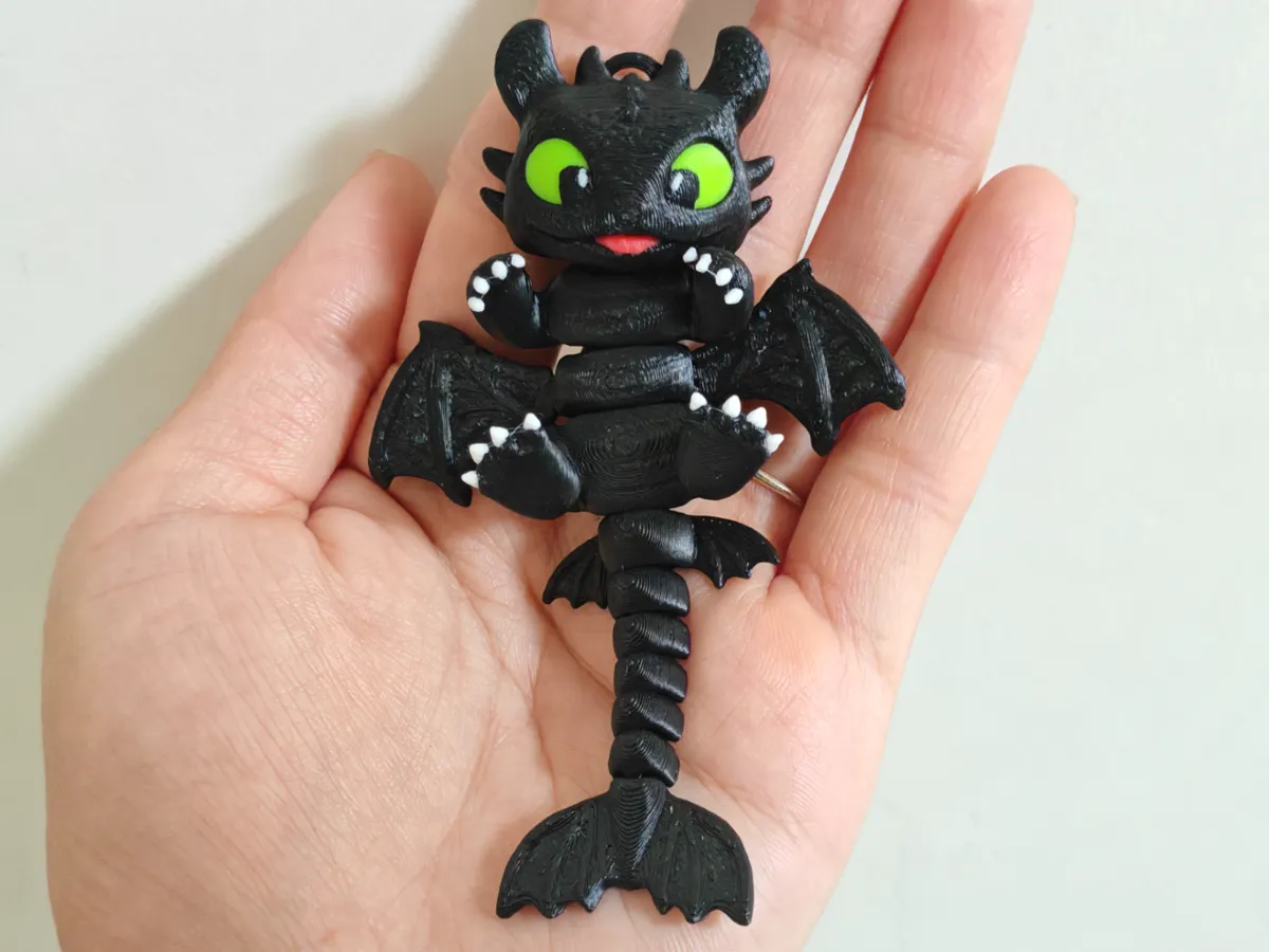 Cute Toothless Night Fury Articulated Keychain - Free 3D Print Model ...