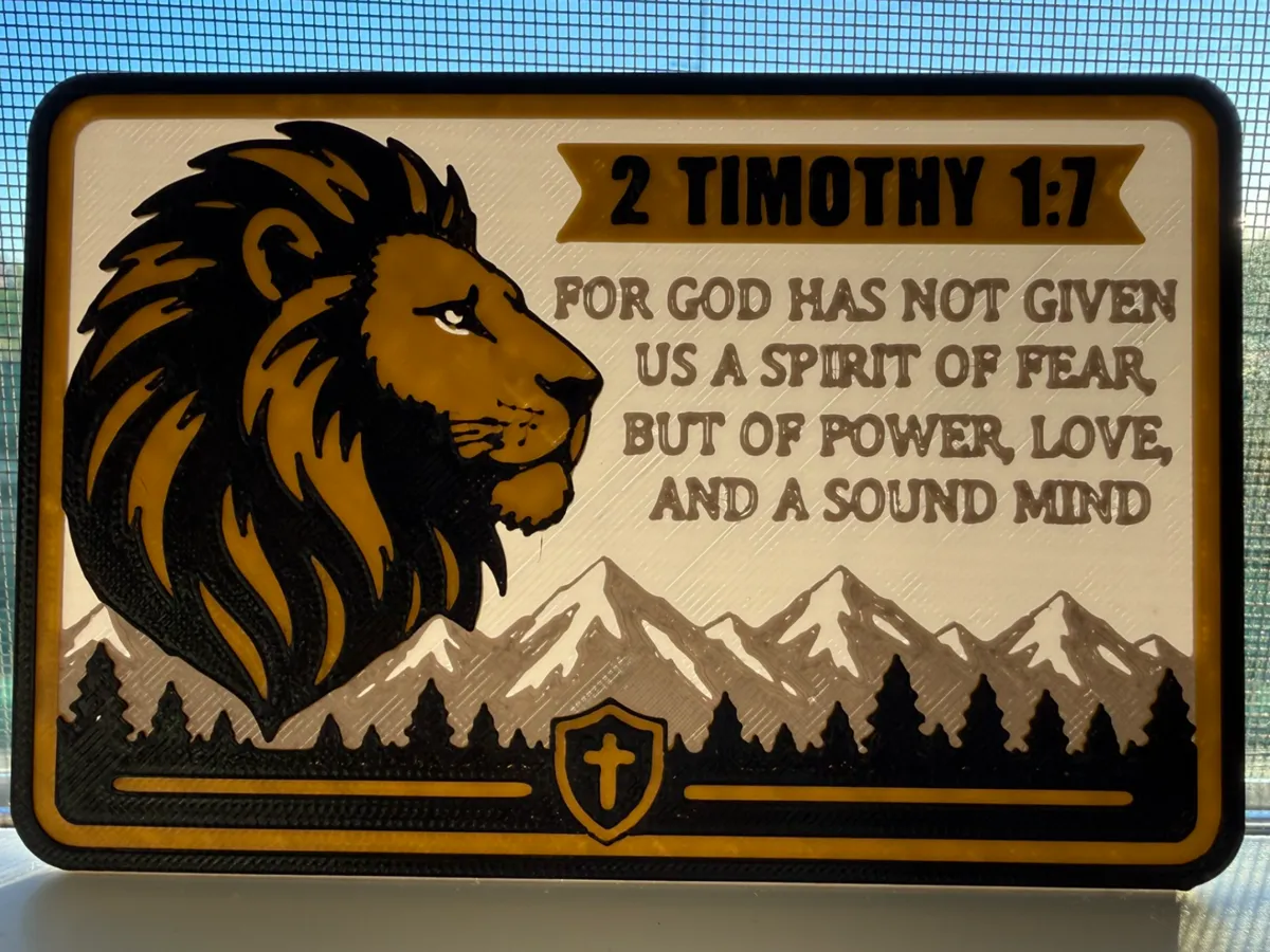 Lion Bible Verse Card (Print by layer) - Free 3D Print Model - MakerWorld