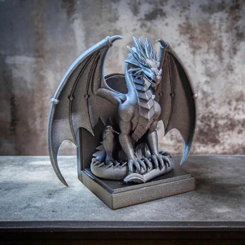 Gothic Dragon Statue Bookend for Bookshelves - Free 3D Print Model ...