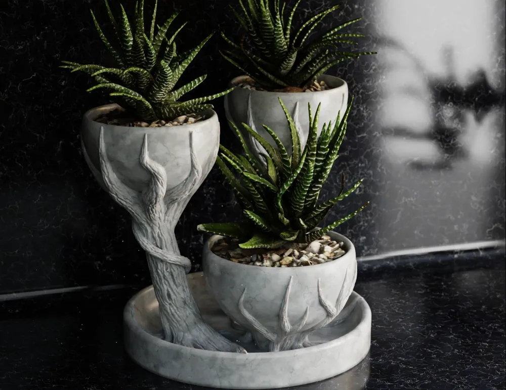 Three cups flower pot - Free 3D Print Model - MakerWorld