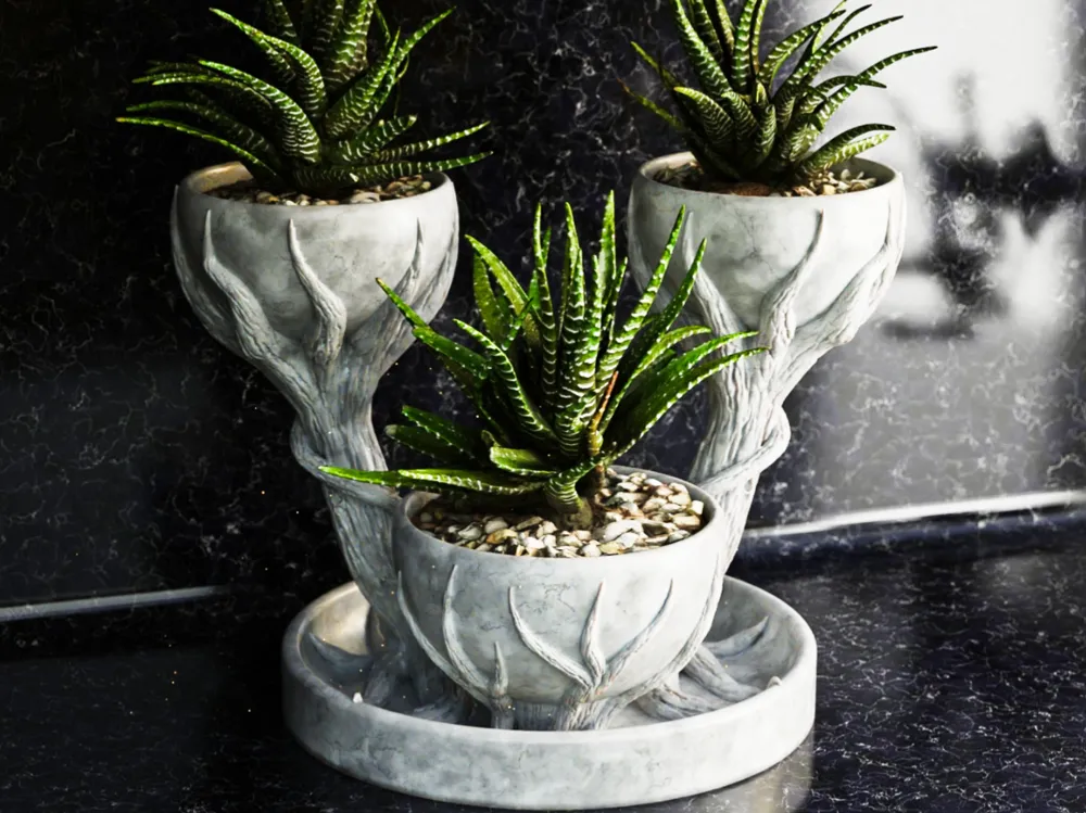 Three cups flower pot - Free 3D Print Model - MakerWorld