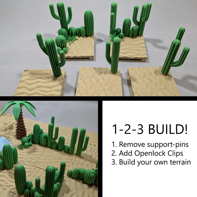Sand tile with tall cactus (OpenLOCK system) - Free 3D Print Model ...