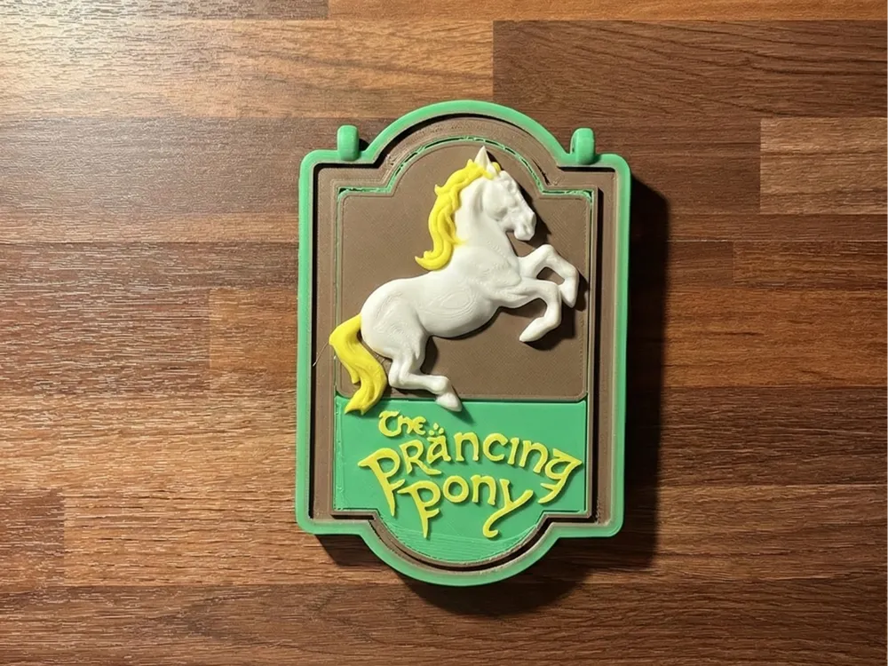 LOTR Prancing Pony 3D Hanging Sign - Free 3D Print Model - MakerWorld