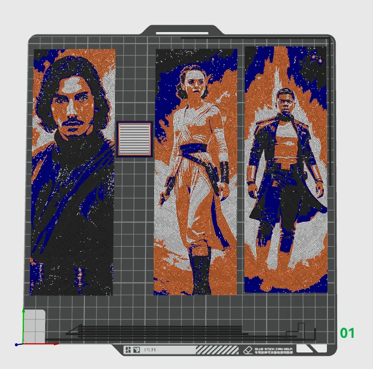 Star Wars Characters Rey, Finn and Kylo Ren - Fan Art as a set of 3 ...