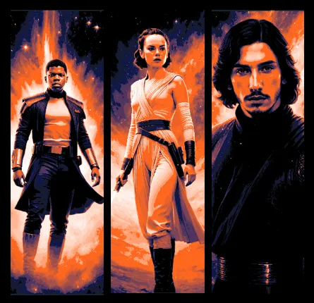 Star Wars Characters Rey, Finn and Kylo Ren - Fan Art as a set of 3 ...