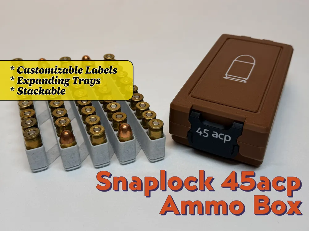 Snaplock 45acp Ammo Box + Expanding Tray - Free 3D Print Model - MakerWorld