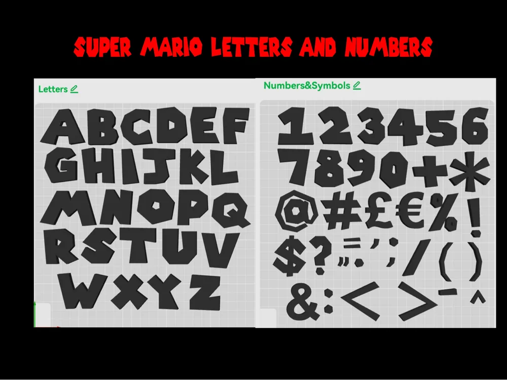 Super Mario Bros Alphabet Letters & Numbers - Free 3D Print Model ...