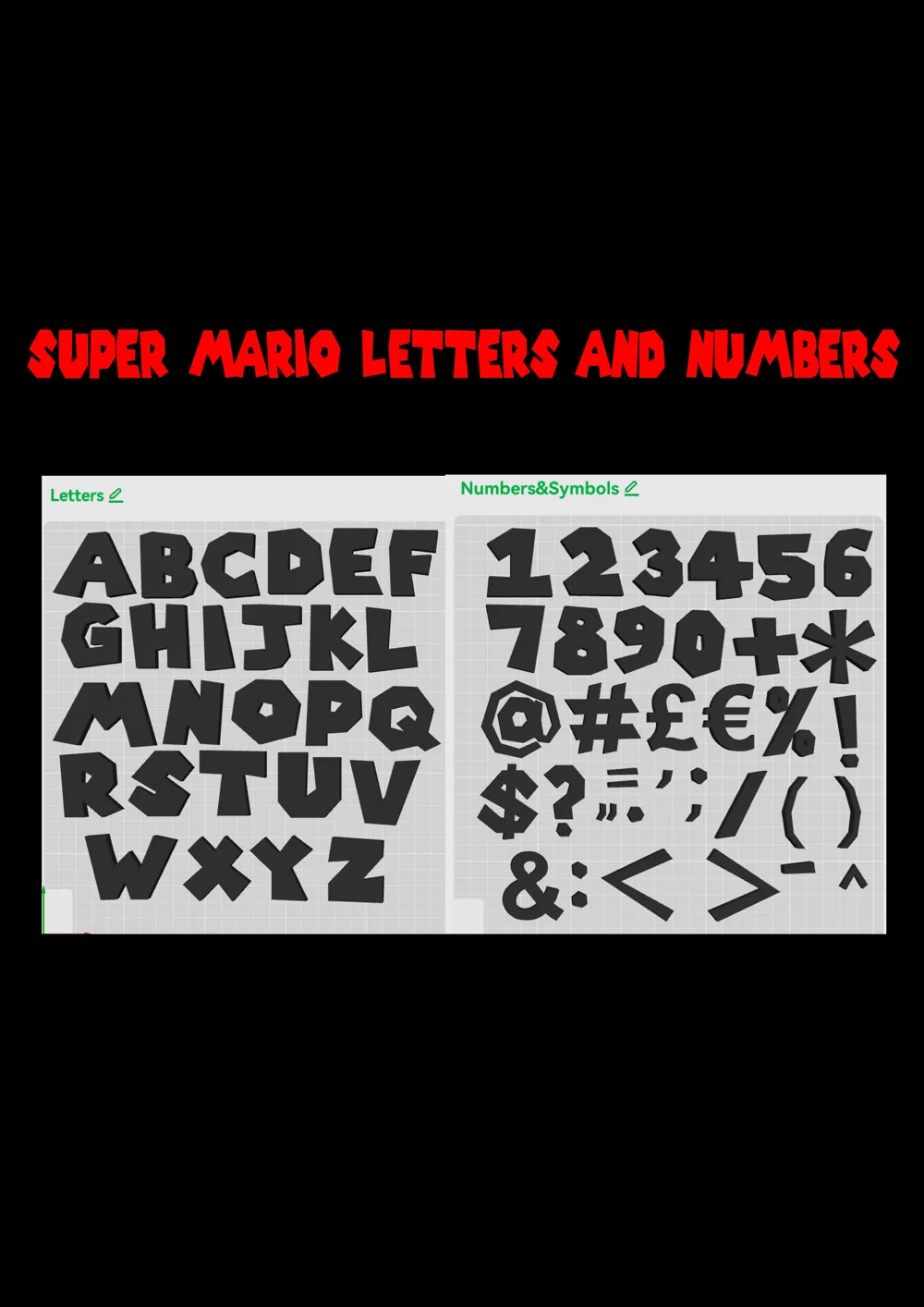 Super Mario Bros Alphabet Letters & Numbers - Free 3D Print Model ...