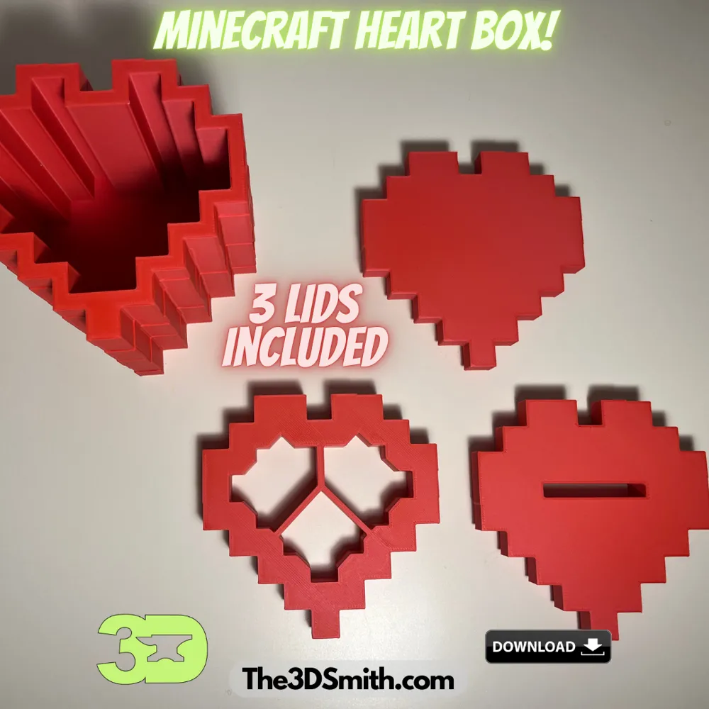 Minecraft Heart Box / Piggybank / Penholder / Vase by The 3D Smith ...
