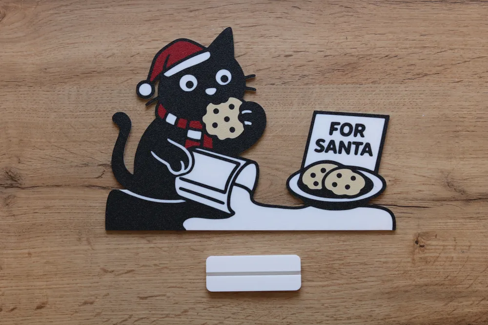 Black Cat Eating Santa’s Cookies – Shelf Decor - Free 3D Print Model ...