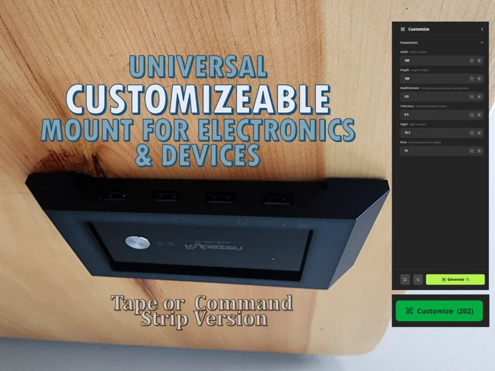 Parametric mount for any box (2x sided tape) by That Odd Canadian ...