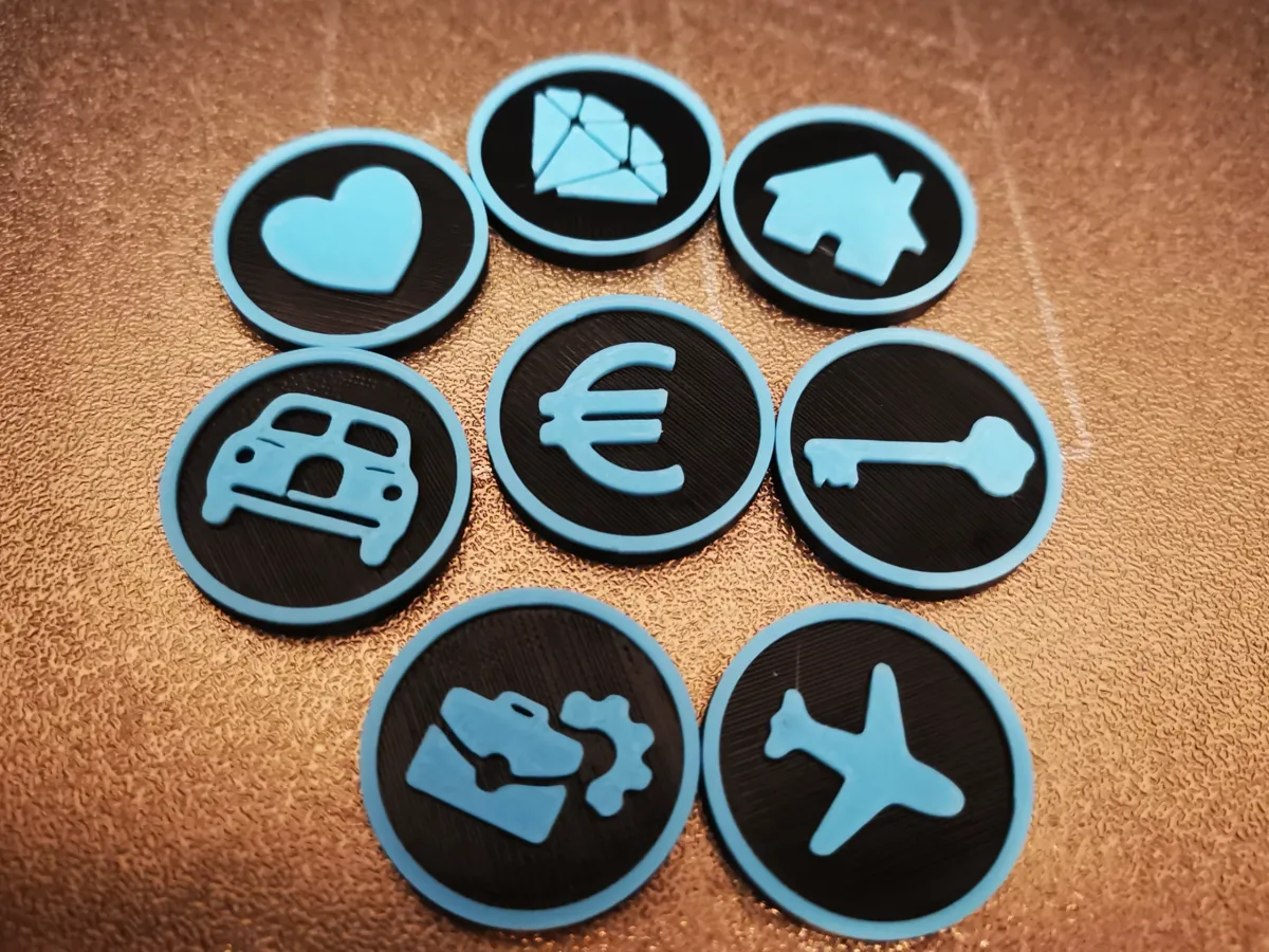 Tokens with icons for a lucky draw game - Free 3D Print Model - MakerWorld