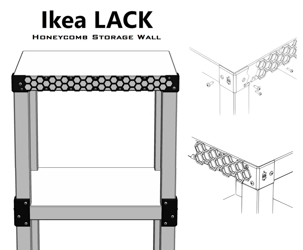 Ikea LACK HSW (Honeycomb Storage Wall) Remixed by Tridealo.Impresiones MakerWorld: Download Free ...
