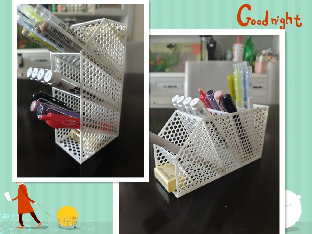 Ingenious Honeycomb Filament-Saving Pen Holder and Stand Angled Pen Cup ...