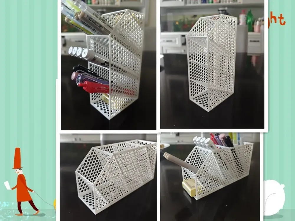 Ingenious Honeycomb Filament-Saving Pen Holder and Stand Angled Pen Cup ...