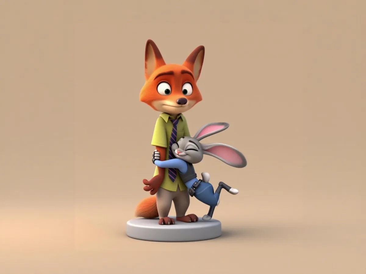 Judy hugs Nick - Zootopia 2 Merchandise Figurine Ornament - Children's ...