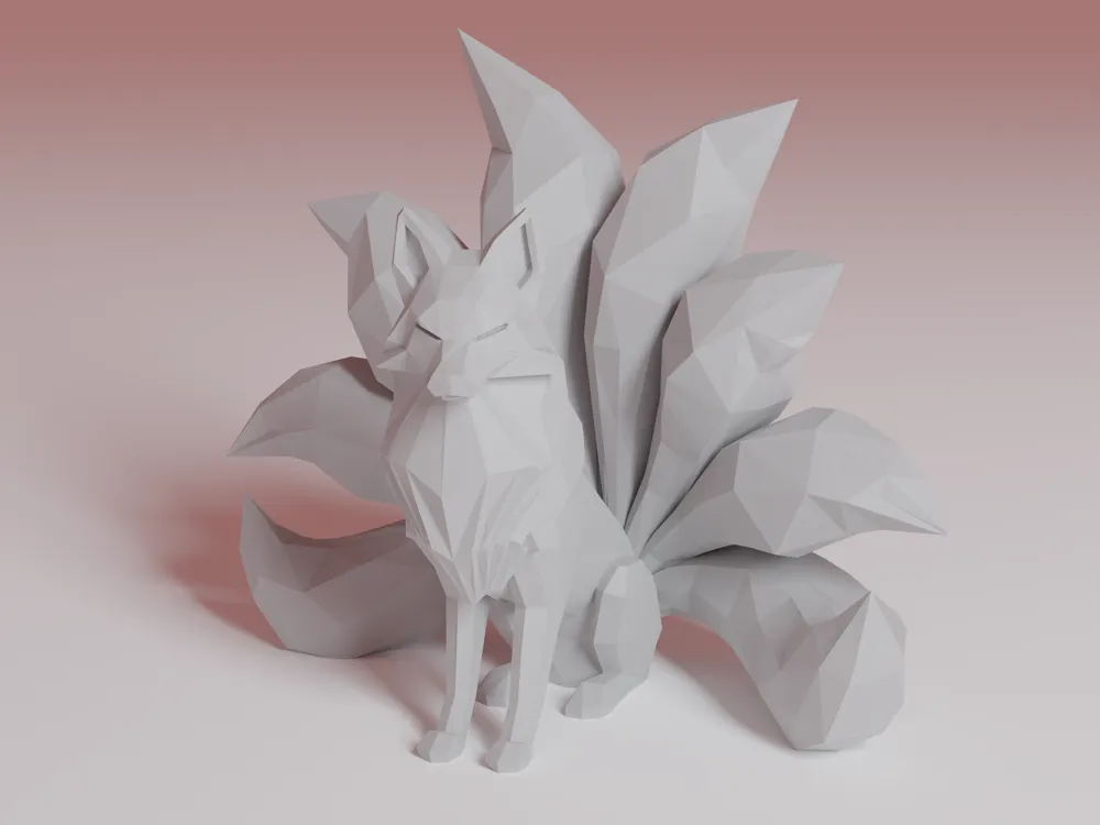 Kitsune Low Poly - Nine-Tailed Fox Statue by Elio MakerWorld: Download ...