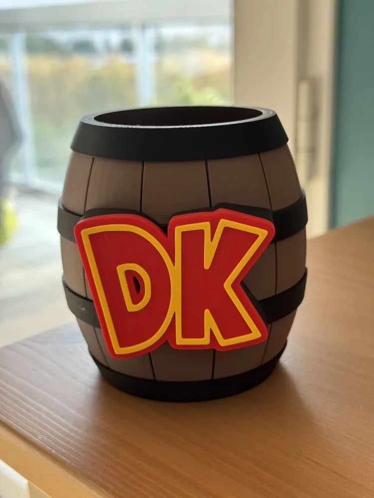 Donkey Kong Barrel Pencil Holder (NO AMS) - Free 3D Print Model ...