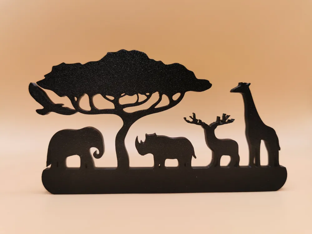 Safari Scene Desk Art - Free 3D Print Model - MakerWorld