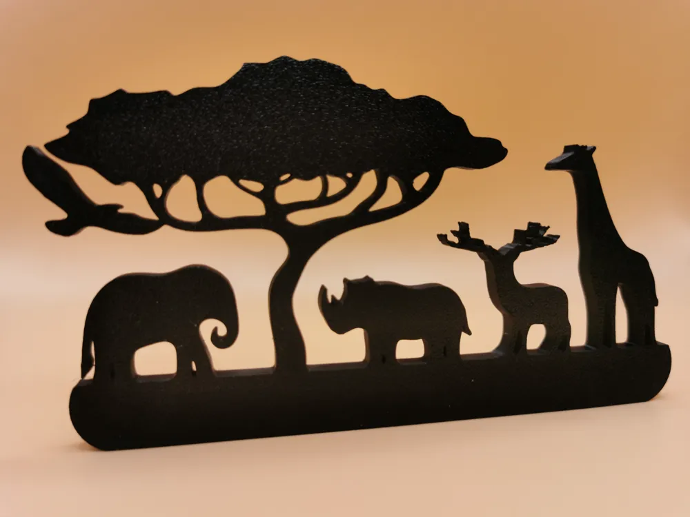 Safari Scene Desk Art - Free 3D Print Model - MakerWorld
