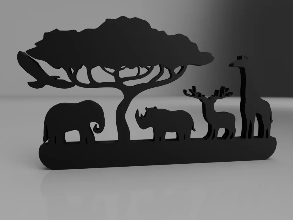 Safari Scene Desk Art - Free 3D Print Model - MakerWorld