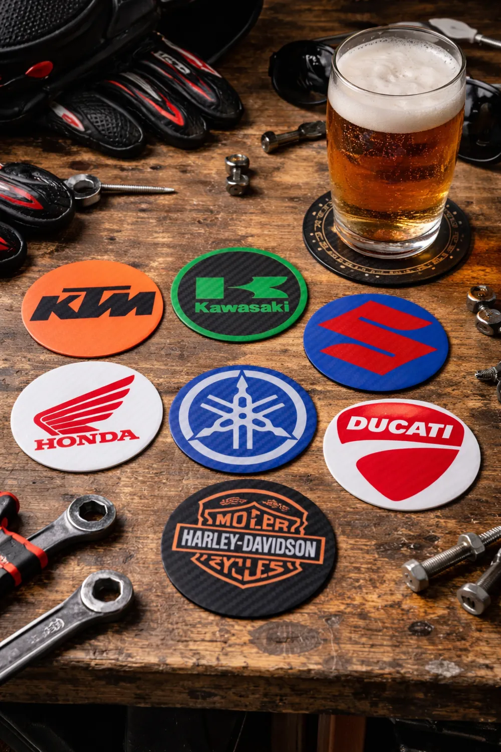 Motorcycle logo design coaster - Free 3D Print Model - MakerWorld