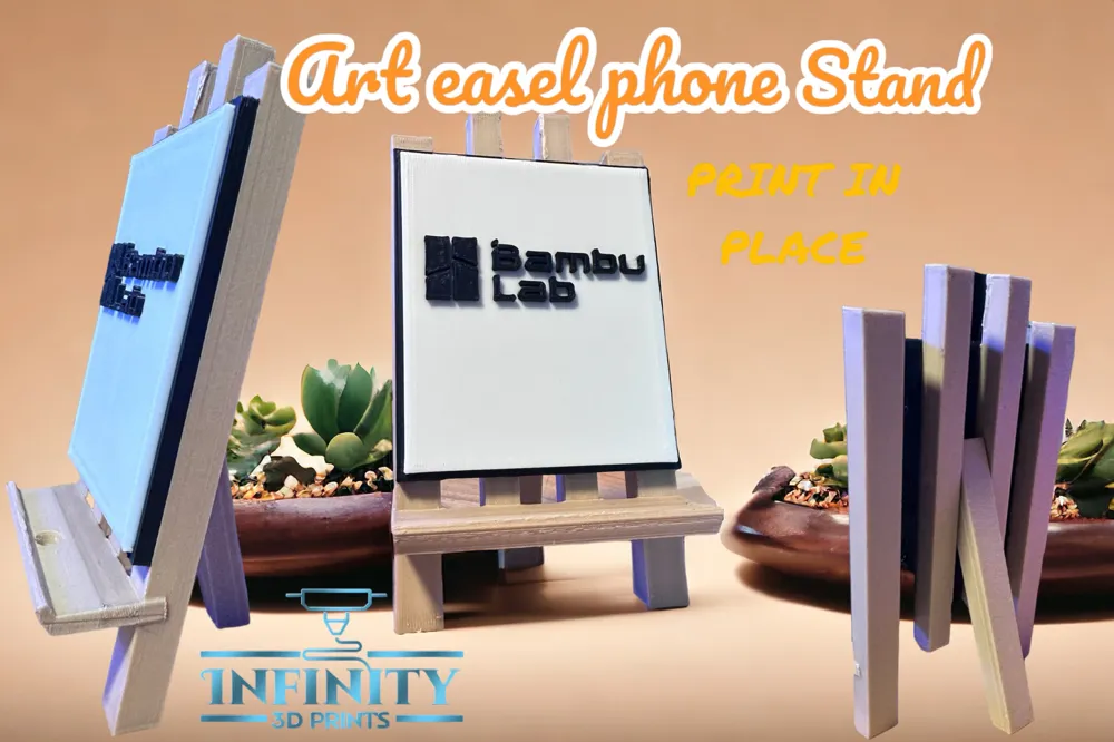 ART EASEL PRINT-IN-PLACE PHONE STAND by Infinity 3D Prints - MakerWorld
