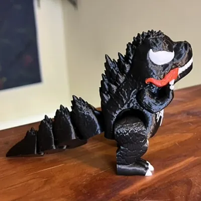 Chibi Venom-zilla Mashup Articulated Flexi Toy - Free 3D Print Model ...