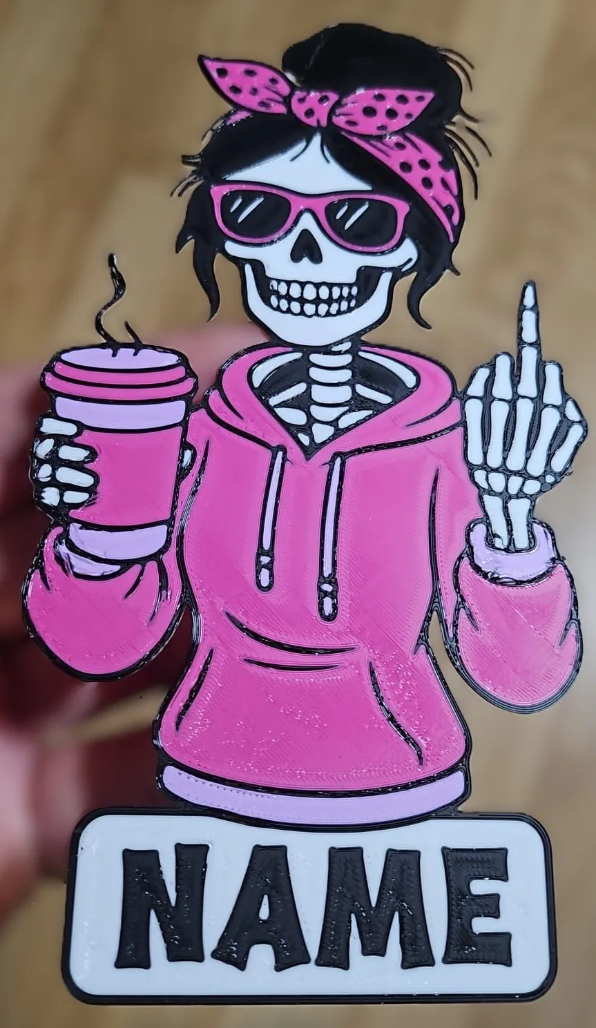 Girl Skeleton Coffee your name - Free 3D Print Model - MakerWorld