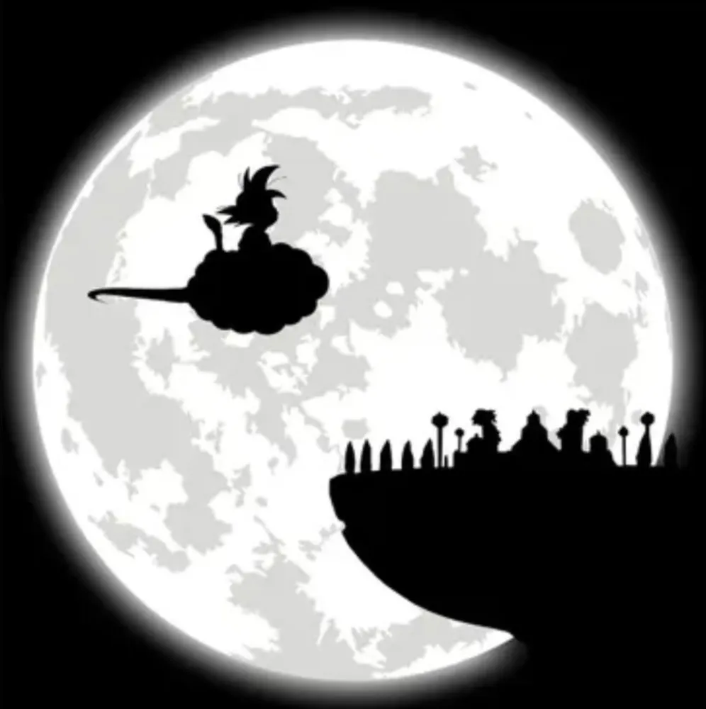 Goku on Flying Nimbus, Sacred Kami temple and full moon by Silverbwoy ...