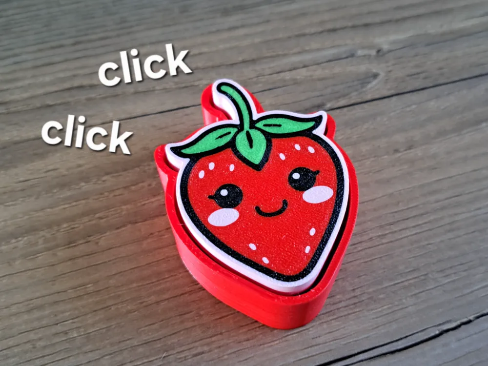 Cute kawaii strawberry fidget clicker toy by creachick3d MakerWorld ...