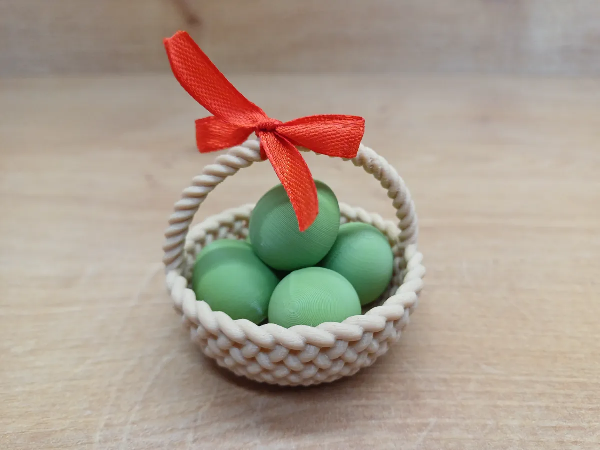 Mini Knitted Basket With Easter Eggs - Free 3D Print Model - MakerWorld