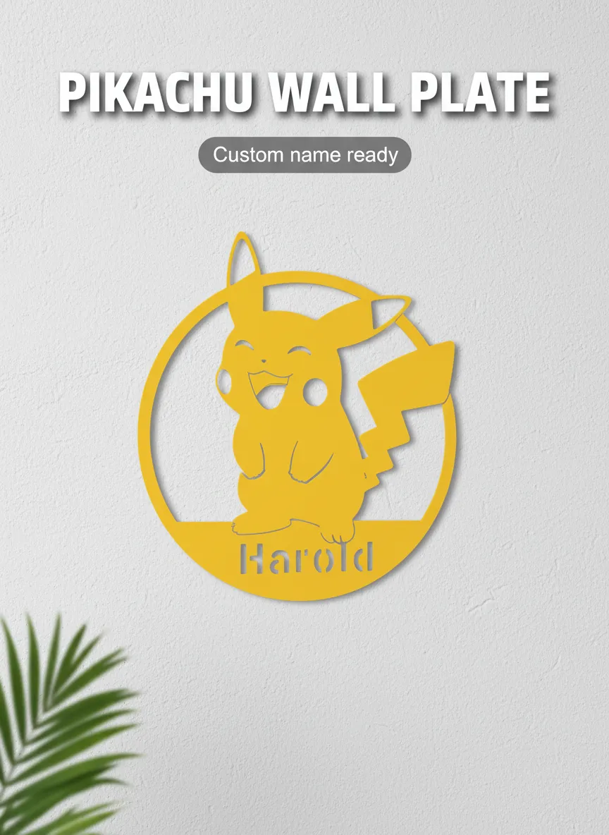 Pikachu Wall Plate / Door Sign with name - Pokemon - Free 3D Print ...