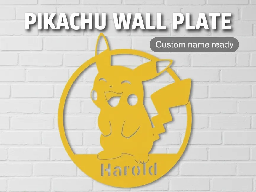 Pikachu Wall Plate / Door Sign with name - Pokemon - Free 3D Print ...