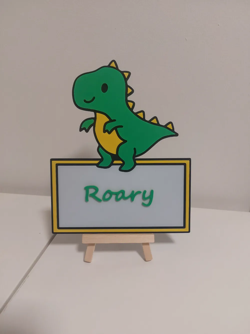 Dinosaur name plate T-Rex cute customisable by Nerdherderz - MakerWorld