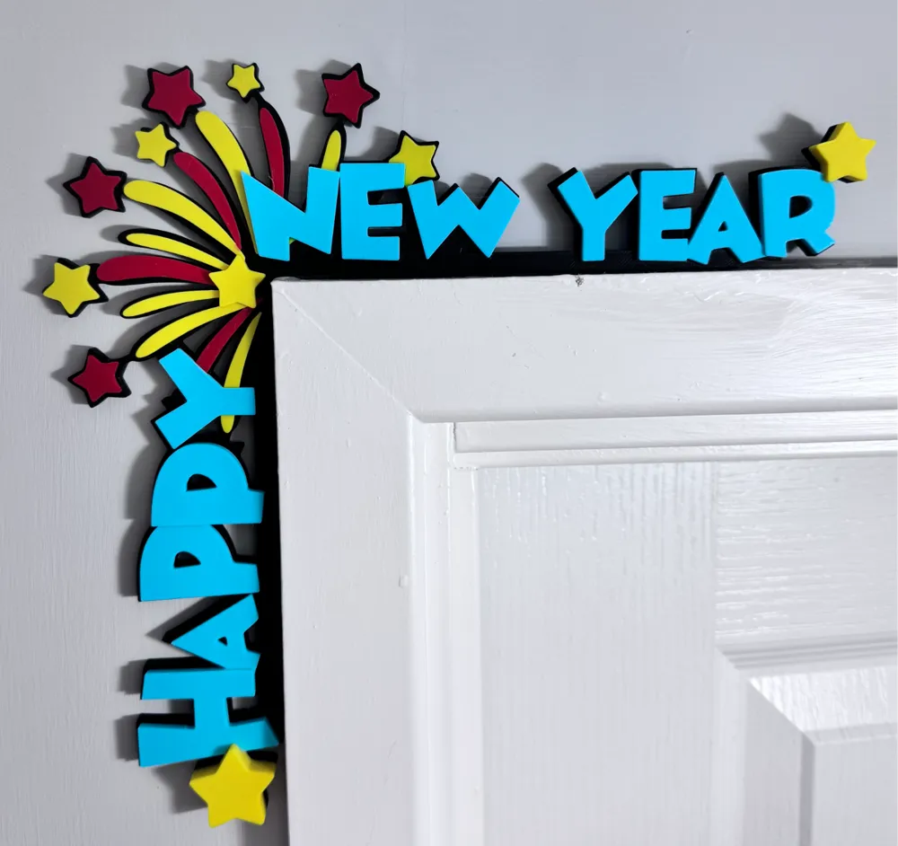 Happy New Year door corner decoration by G.in.wonderland - MakerWorld