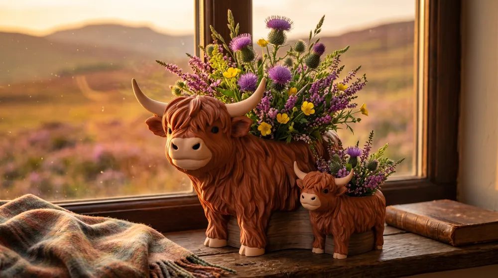Highland Cow Planter Set - Cute Scottish - Free 3D Print Model - MakerWorld