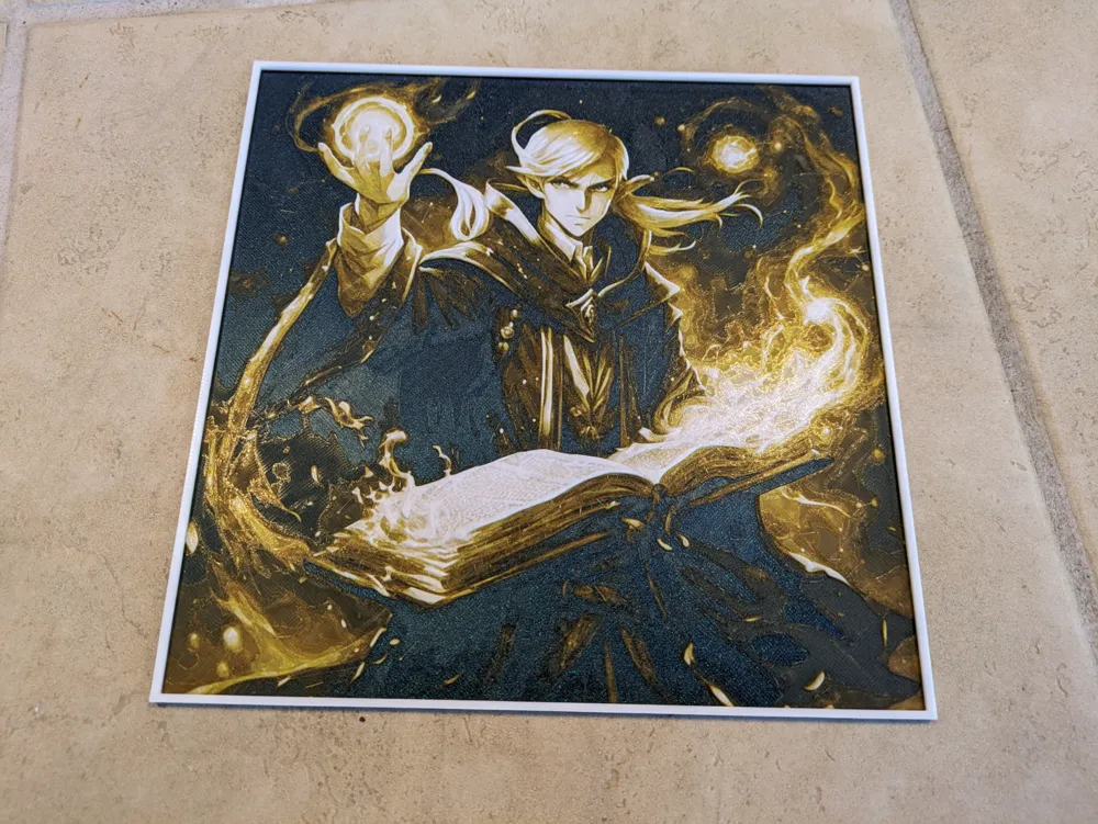 High Elf Wizard Conjuring a Fireball Hueforge by Kierkus - MakerWorld