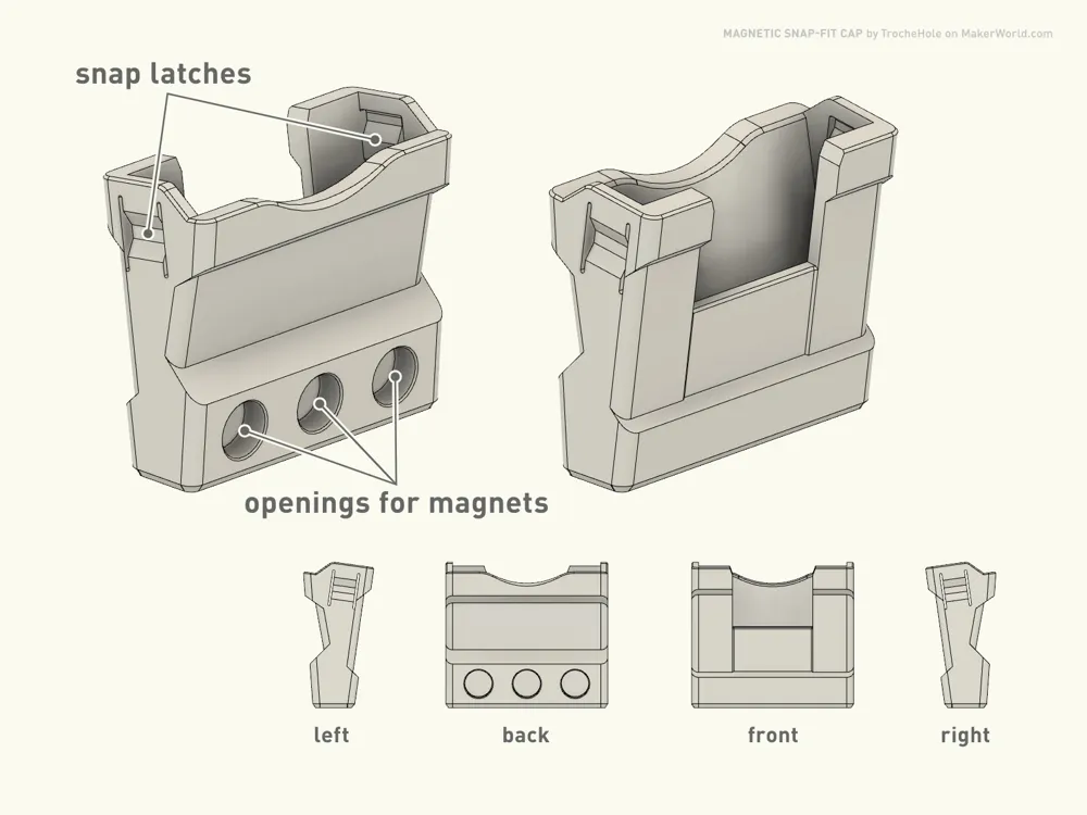 Magnetic Snap-fit Cap for Bambu Scraper Grip by TrocheHole - MakerWorld